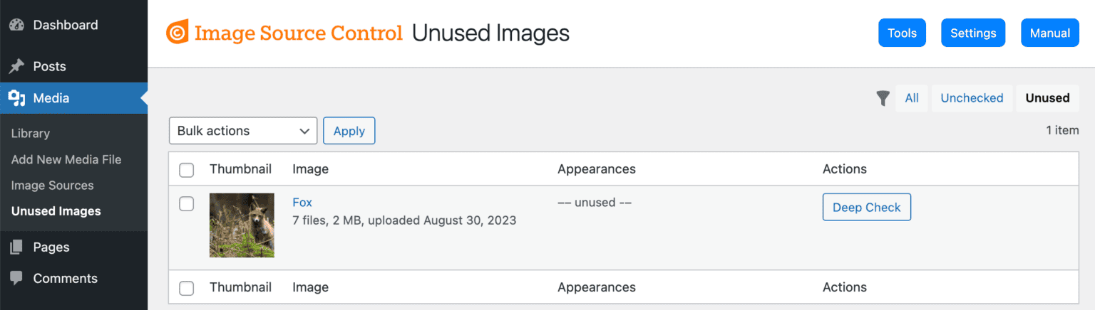 How to delete unused images in WordPress